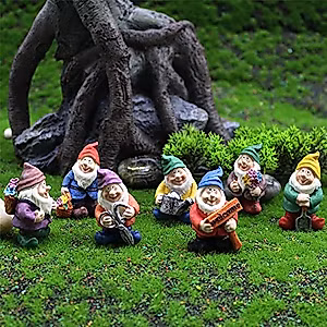 PEATOP Fairy Garden Accessories,Miniature Gnome Figurines Set of 7, Garden Gnome Figurines for Plant Pots Decor, Home Decoration,Fairy Garden