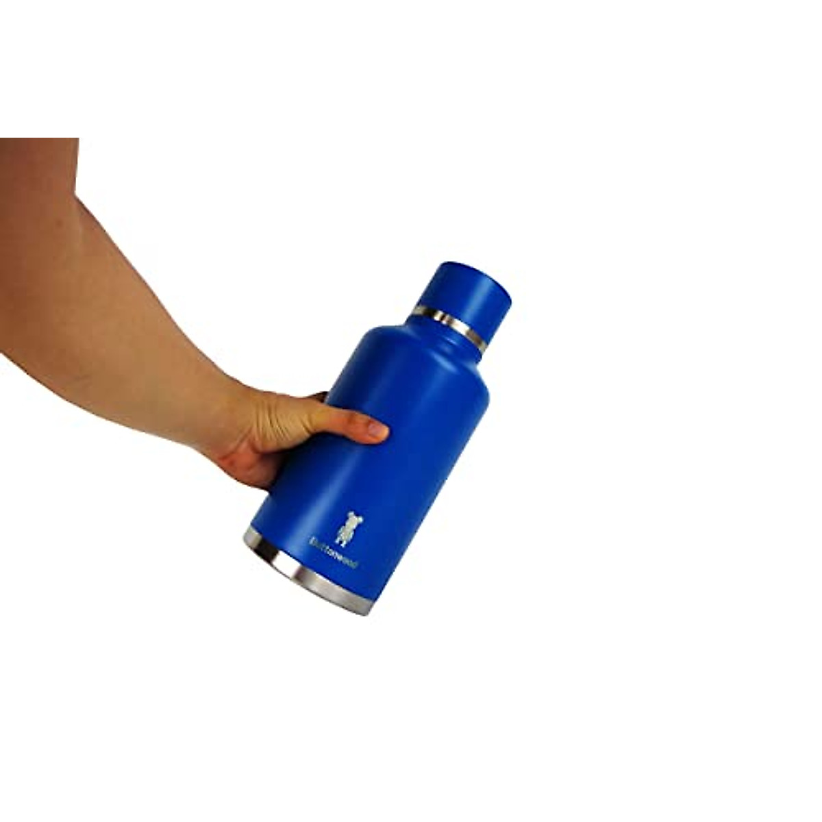 Large sport thermos water bottle with bag and Stainless Steel Lid，67.6OZ half gallon，Insulated water bottle，leak-proof，Metal Canteen ,Buttonwood 1pack (blue) 2000ML