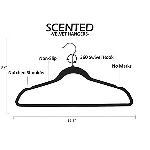 HangAroma Non-Slip Scented Velvet Hangers - Heavy Duty Clothes Hanger - Ultra Thin Space Saving 360 Degree Swivel Hook - Ideal for Coats, Jackets, Pants, & Dress - Mint - 6 Pack