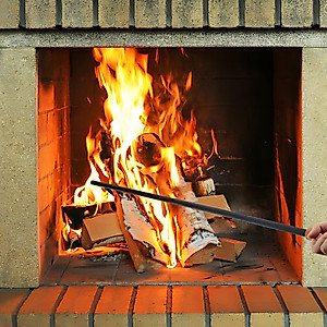 Heavy Duty Fire Tong and Blow Fire Poker Stick Set with Handbag, Fireplace Poker Grabber with Blow, firewood Grabber Tool for Wood-Burning Fire Pit or Fireplace Bonfire Indoor Outdoor use