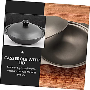 DOITOOL 3 Pcs Casserole Frying Pan with Lid Camp Oven Ceramic Stock Pot Iron Oven Pot Korean Stone Bowl Container with Lid Iron Pot with Lid Pot for Rice with Rice Small Iron Pot Pig Iron