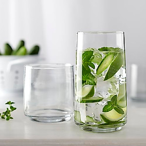 Anchor Hocking Finlandia Drinking Glasses Set, 16 Piece Set (8 Rocks Glasses & 8 Tumbler Glasses)