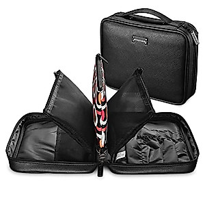 BYOOTIQUE Makeup Bag with 3 Removable Pouches 3 IN 1 Detachable Cosmefic Bag Loose Leaf Binders Removable Portable Toiletry Travel Hanging Makeup Bags Organizer Storage Makeup Brush Holder, Black
