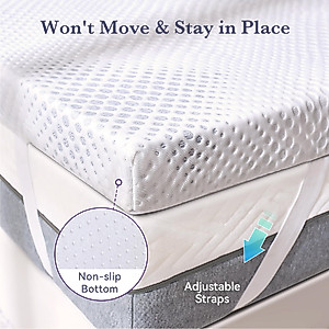 SINWEEK 3 Inch Gel Memory Foam Mattress Topper Queen Size, Mattress Pad for Body Pressure Relief, Cooling Bed Topper with Breathable Soft Cover, CertiPUR-US Certified, Medium Version.