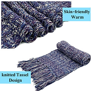 Winter Hat Scarfs & Gloves Set for Women Warm Knit Beanie Hat Long Neck Scarves Touchscreen Gloves Cold Weather Gear(Purple)