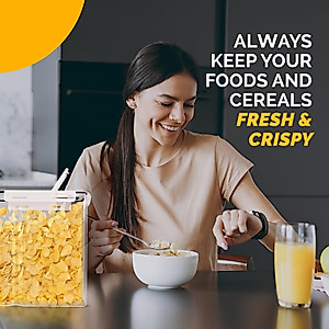 Generic UHS Cereal Containers Storage - 4-Piece Airtight Container Set, Transparent Food Organizers with Lids 4 Liter Reusable Labels & Marker, Clear