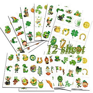 St. Patrick's Day Shamrock Temporary Tattoos, Waterproof Body Face Stickers Party Favors 144 PCS