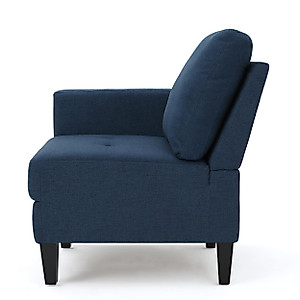 Kaimei Mirod 5-Piece L-Shaped Sofa, Navy Blue Fabric Sectional Sofa with Wooden Legs for Living Room