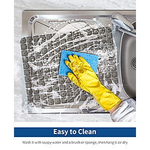 Bligli Sink Mat for Stainless Steel/Ceramic Sinks, 2 Pack 15.7x11.8 inches PVC Sink Protectors for Bottom of Kitchen Sink, Dishes and Glassware drain Mats, Durable and Fast Draining (Clear Grey)