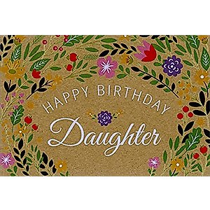 Pictura Arch of Flowers with Gold Foil Stems on Mocha Birthday Card for Daughter