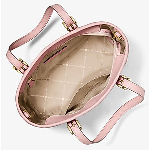 Michael Kors Jet Set Travel XS Carryall Convertible Top Zip Tote bundled with SM TZ Coinpouch and Purse Hook (Signature MK Vanilla/Pink)