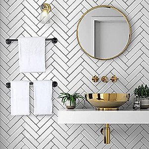 Pynsseu Pipe Clothes Rack, 22 Inch Industrial Clothes Rack Wall Mount, Iron Heavy Duty Clothes Bar, Vintage Coat Hanger Rod 2 Pack.