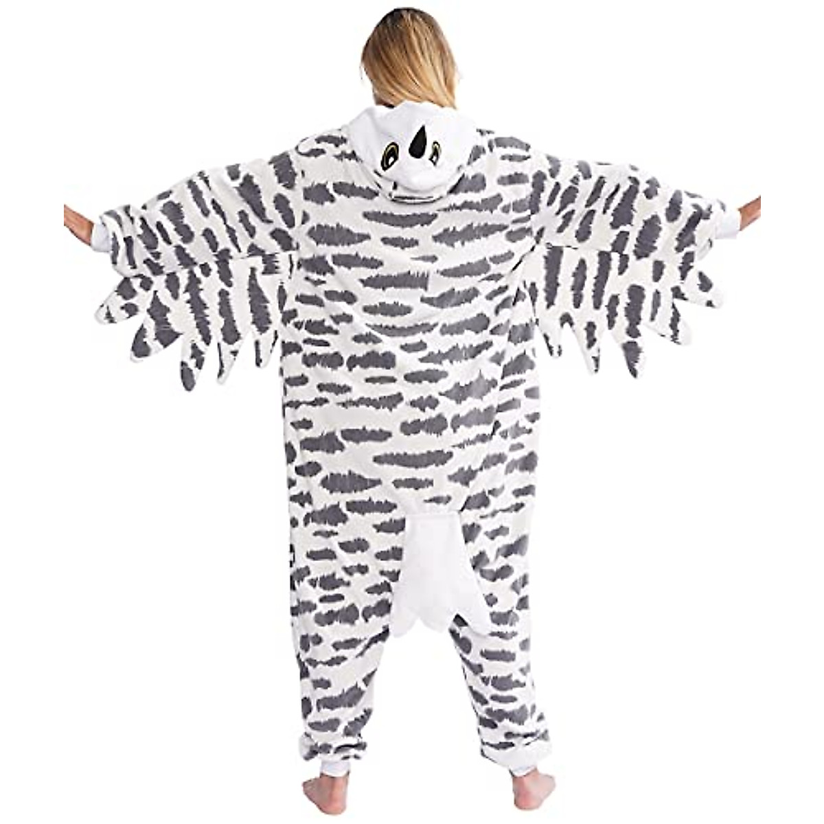 LZBXBXDA Unisex Adult Snowy owl Onesie One Piece Pajamas Animal Christmas Costume Homewear Sleepwear for Women men