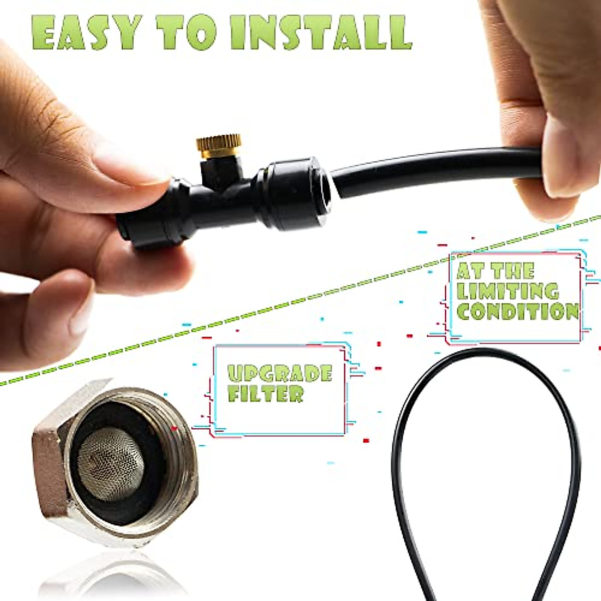 HJYAJZT Misting Cooling System (Newly Designed Atomizing Line) 30FT（9m） Atomization Line+ 8 Brass Spray Nozzles + One Brass Adapter (3/4 Inch) Patio Spray System for Outdoor Cooling