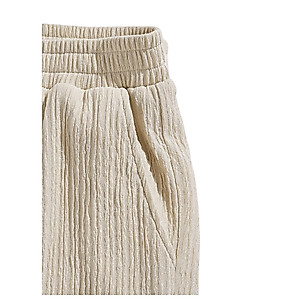 GORGLITTER Men's 2 Piece Rib Knit Outfits Casual Sleeveless Tank Top Elastic Waist Pants Set Apricot Medium