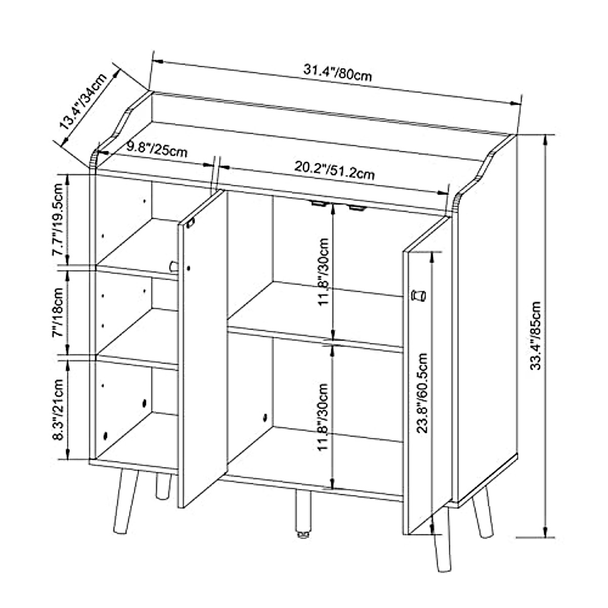 GDLMA Storage Sideboard, Kitchen Cabinet with Door and Shelves (Natural Wood)