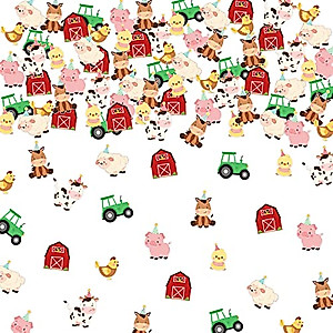 Farm Animal Baby Shower Confetti for Table Red for Girls Farm Animal Themed Stickers for Baby Shower Baby Girl Barnyard Party Decoration