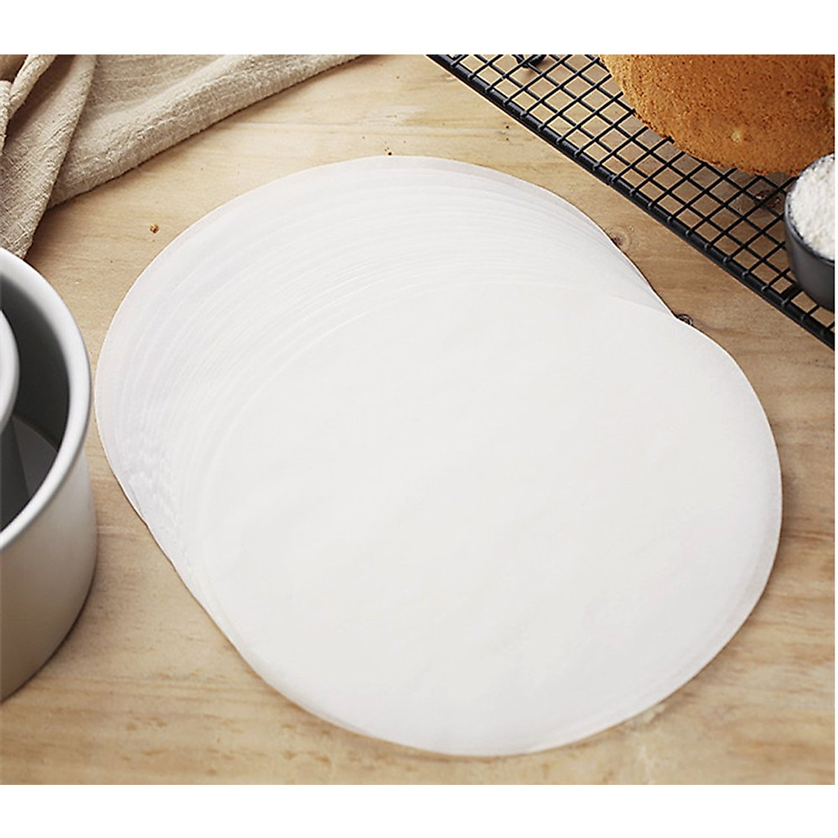 Parchment Paper Rounds 7 Inch Diameter Precut for Baking 100pcs - Non-STICK 7'' Cake Pan Liner Circles, Perfect for Cheesecake Pan Springform Pan Bundt Pan Steamer and Air Fryer