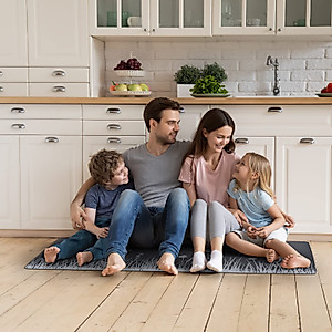 Rempry Kitchen Rugs and Mats Set of 2, Cushioned Anti Fatigue Kitchen Floor Mat, Non Slip Waterproof Kitchen Rug Set Comfort Standing Mats 17"x47"+17"x29" (Grey)