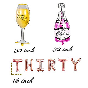 JeVenis Thirty and Thirsty Balloons Dirty 30 Balloon Thirty Birthday Decor 30th Party Supply Champagne Glass Balloon