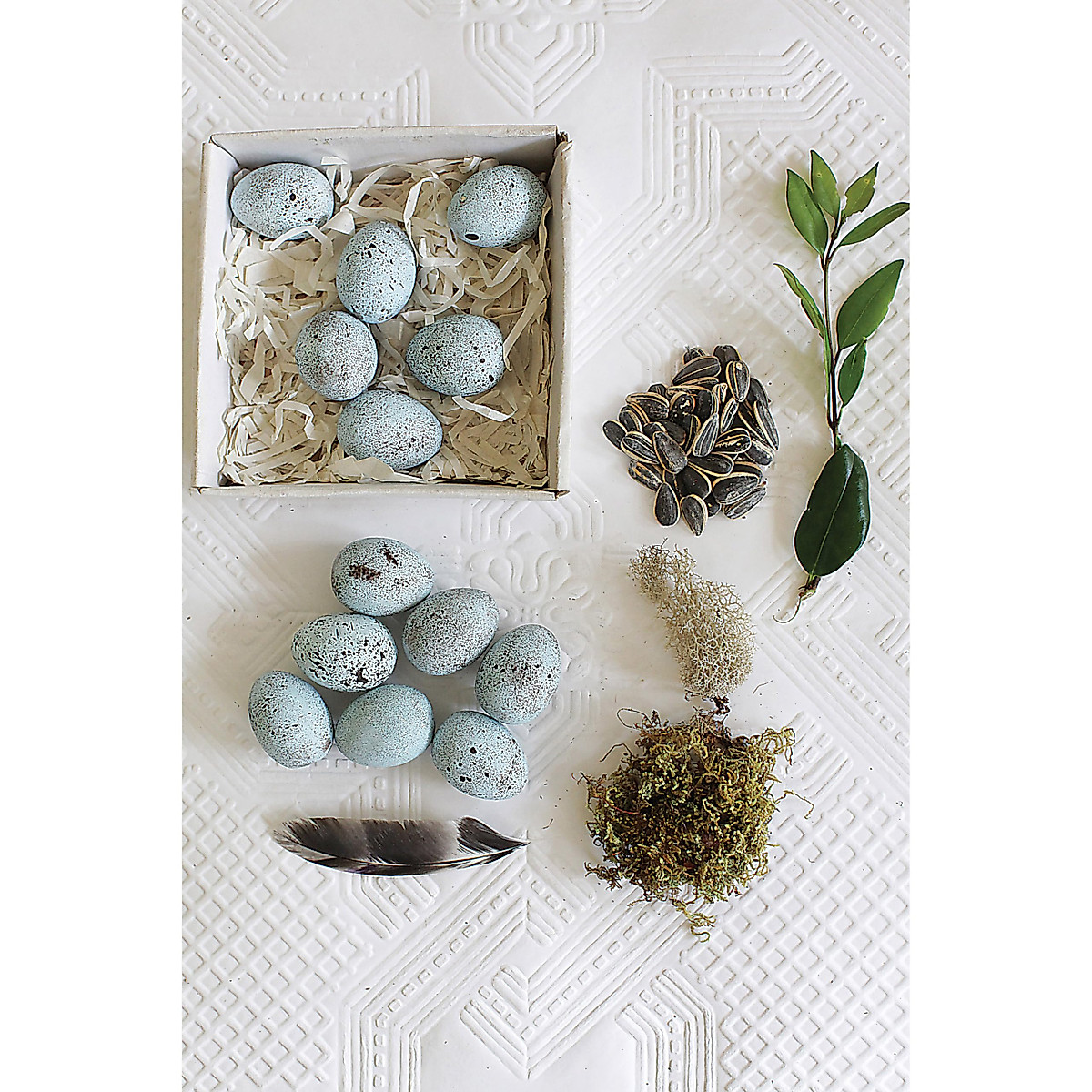 Creative Co-Op Boxed Set of 12 Blue Speckled Ceramic Robin Eggs