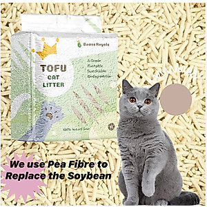 Beans Royale 2pcs Pack (6L x 2) Tofu Cat Litter, Biodegradable, Clumping Kitty Litter, Flushable,Pea Fiber,Dust Free, Odor Control, Low Tracking, Lightweight