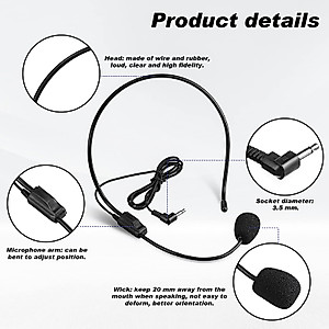 Boao 4 Pieces Headset Microphone, Flexible Boom for Voice Amplifier not Phone or PC, Teachers, Speakers, Singer, Dancer, Coaches, Presentations, Seniors