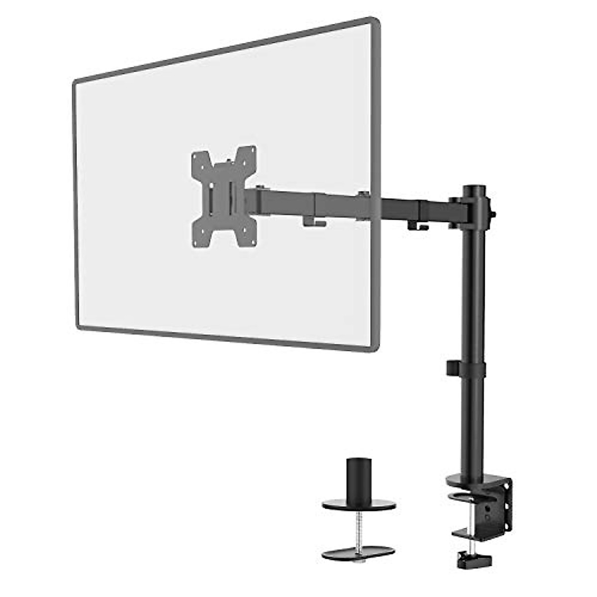 WALI Single Monitor Mount, Single Monitor Arm Desk Mount,Desk Monitor Stand, Holds Screen Up to 32inch, 22lbs, Adjustable Mount with C-CLAMP Designed for Home Office Application(M001), Black