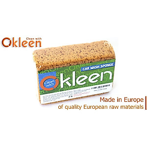 Okleen Car Wash Sponge. Made in Europe. 7.9x5.1x2.8 inches. Large Sponge for Auto, Truck, Motorcycle, Bike Washing. Boat Bail Sponge