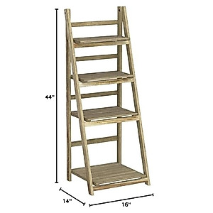 Babion Wood Ladder Shelf, 4-Tier Foldable Plant Shelf, Rustic Brown Indoor Plant Stand, Storage Rack Plant Stand for Home, Bedroom, Bathroom, Office, Industrial Style, Wooden Frame