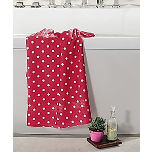Cackleberry Home Polka Dot Bathroom Cotton Terry Hand Towels 20 x 30 Inches, Set of 2 (Crimson Red)