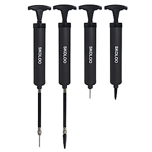 Skoloo 10" Portable Hand Air Ball Pump Inflator Kit with Needle, Nozzle, Extension Hose for Soccer Basketball Football Volleyball Water Polo Rugby Exercise Sports Ball Balloon Swim Inflatables,Black