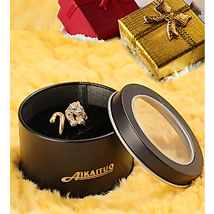 AIKAITUO 14K Animal Leopard Head Diamond Fashion Cute Adjustable Women Ring size 6 to 9