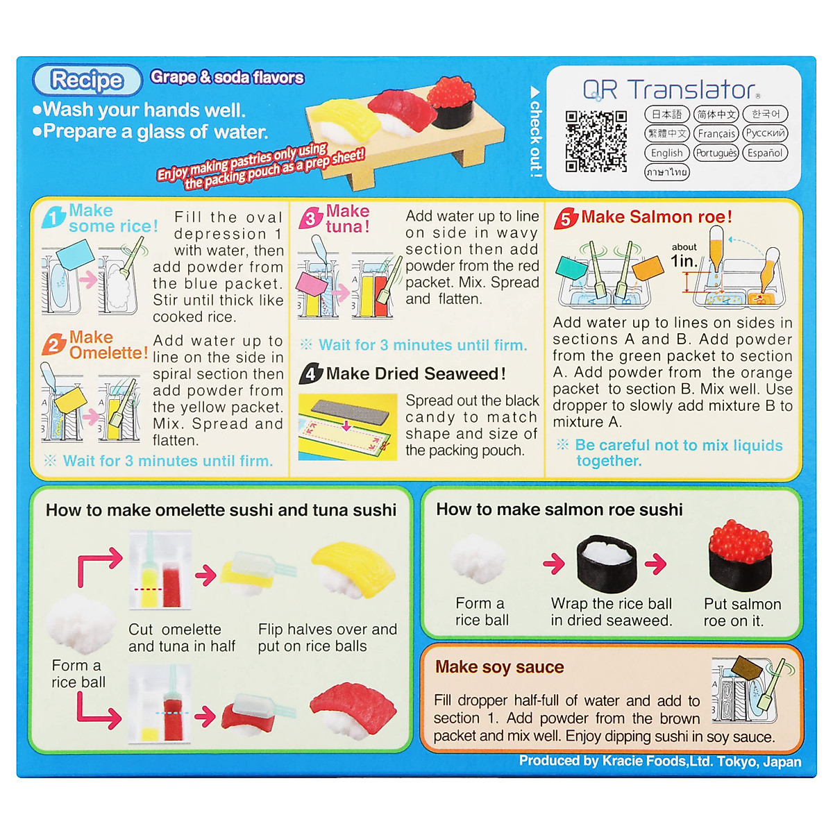 Kracie Popin' Cookin' Diy Candy for Kids, Sushi Kit, 1 Ounce (Pack of 3)