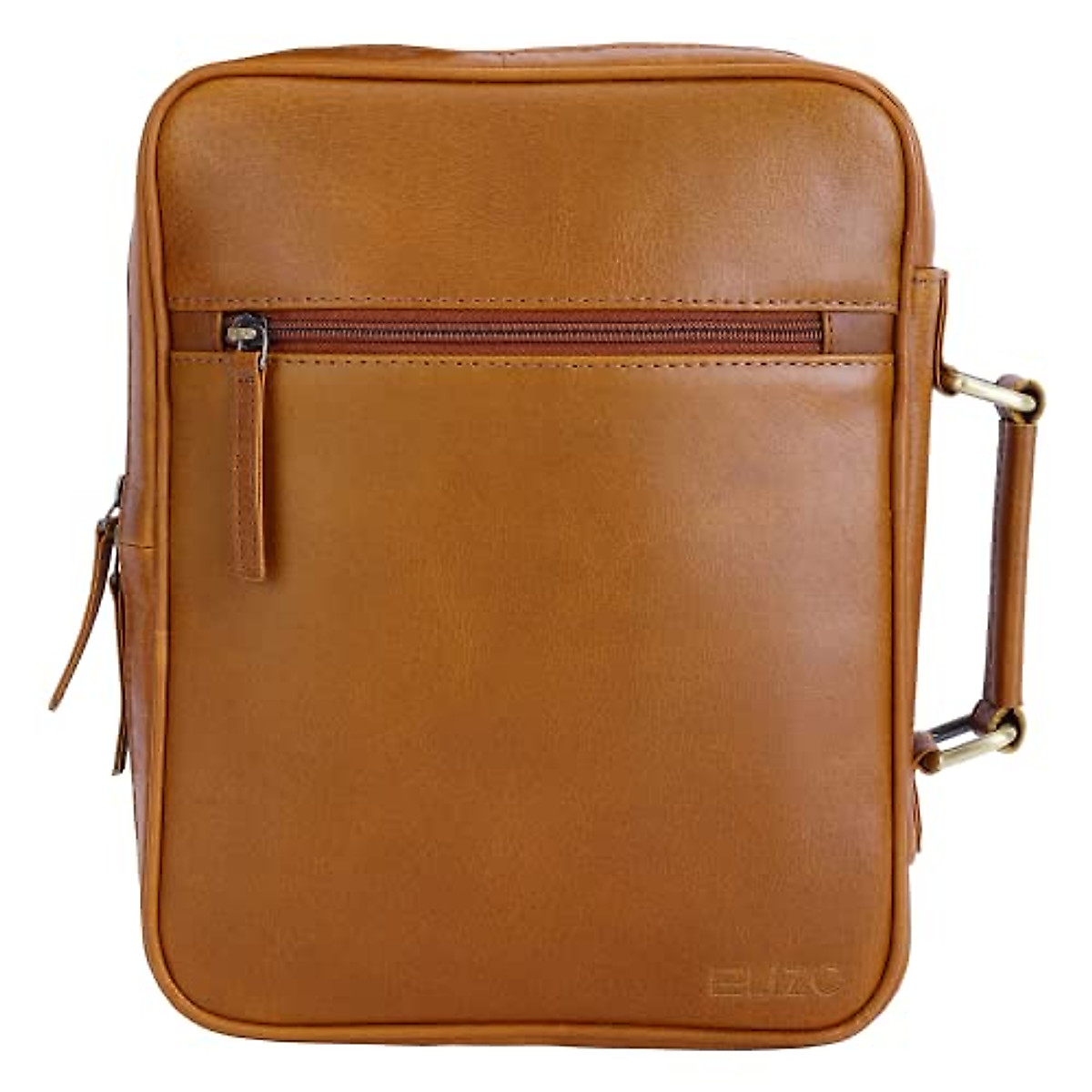 Elizo Genuine Real Leather Bible Cover with Zipper, Bible Case for Women Bible Cover for Men Medium, Bible Bag Book Cover Bible Holder Bookmark Religious Christian Gifts Carrying Case, Savanna