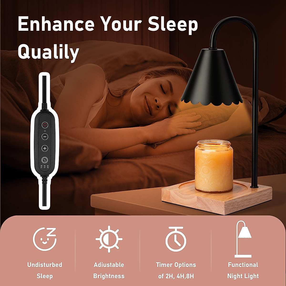 Abisailov Electric Candle Warmer Lamp with Timer, Candle Lamp Warmer for Jar Candles, Dimmable Lamp Candle Warmer Light, Aesthetic Candle Warming Lamp, Modern Candel Warmer