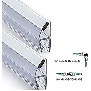 Universal 45 Degree Shower Door Magnetic Profile Seal for Glass-to-Glass Applications - 73" Long with White Magnet for 5/32", 3/16", 1/4" or 5/16" Glass - Pack of 2