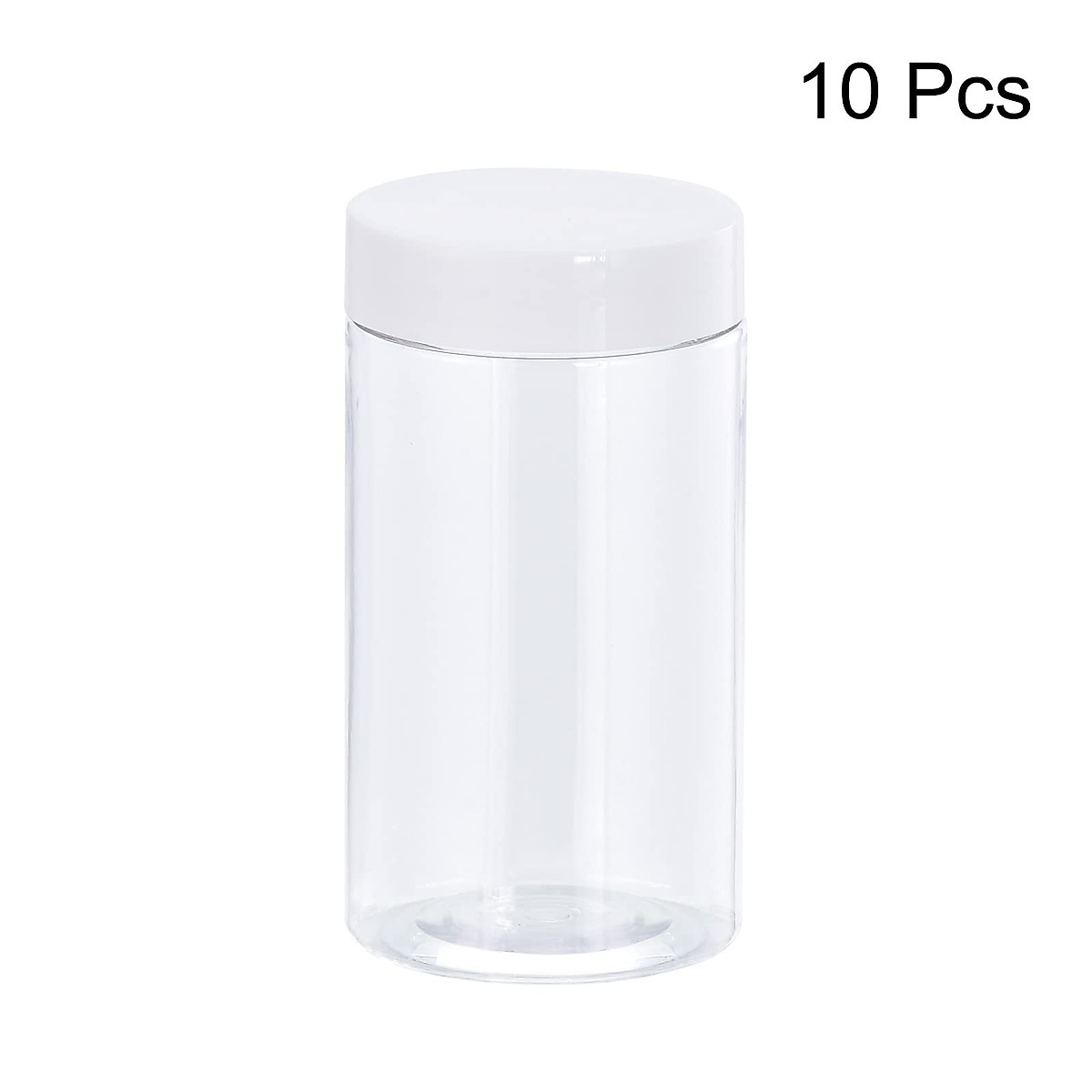 uxcell Round Plastic Jars with White Screw Top Lid, 8oz/ 250ml Wide-mouth Clear Empty Containers for Storage, Organizing, 10Pcs