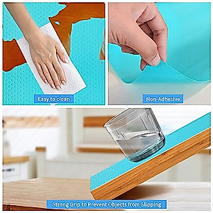 Shelf Liners, Non Adhesive EVA Drawer Mat Liners Roll for Bathroom, Kitchen, Desks, Deco Shelves 12×59 inch-Blue