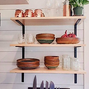 Shelf Brackets L Bracket 12 Inch 4PCS Heavy Duty Black Shelf Bracket Iron Metal Wall Bracket for DIY Open Shelving Rustic Bracket