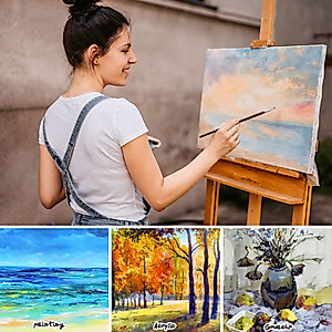 Skyouths Canvases for Painting, 40x30,30x20, 20x15, 8 Set Stretched White Canvas with Petal Paint Tray Palettes & Tape, Artist Canvases Frame Board Panels, Cotton Canvas for Oil, Acrylic, Watercolor