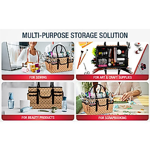 SINGER Storage Collapsible Tote Caddy, Sewing & Craft Storage, Polka Dot Print