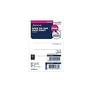 Filofax Pocket week per page English 2024 diary, White