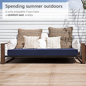 Favoyard Outdoor Bench Cushion 45 x 18 Inch Waterproof Patio Furniture Cushions 3-Year Color Fastness Garden Sofa Settee Couch Swing Pads with Handle and Adjustable Straps, Blue