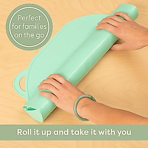 UpwardBaby Food Catching Baby Placemat - Suction Silicone Placemats for Kids Babies and Toddlers - Clean Mealtimes at Home or for Restaurants - Reusable Sticky Mat for Round Table Only(Beige)