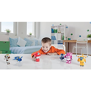 Super Wings 5" Transforming Bello Airplane Toys, Safe and Durable Vehicle Action Figure, Superwings Transforming Plane to Robot, Fun Preschool Toy Planes, Gifts Toys for Kids Aged 3 and Up, Stripes White