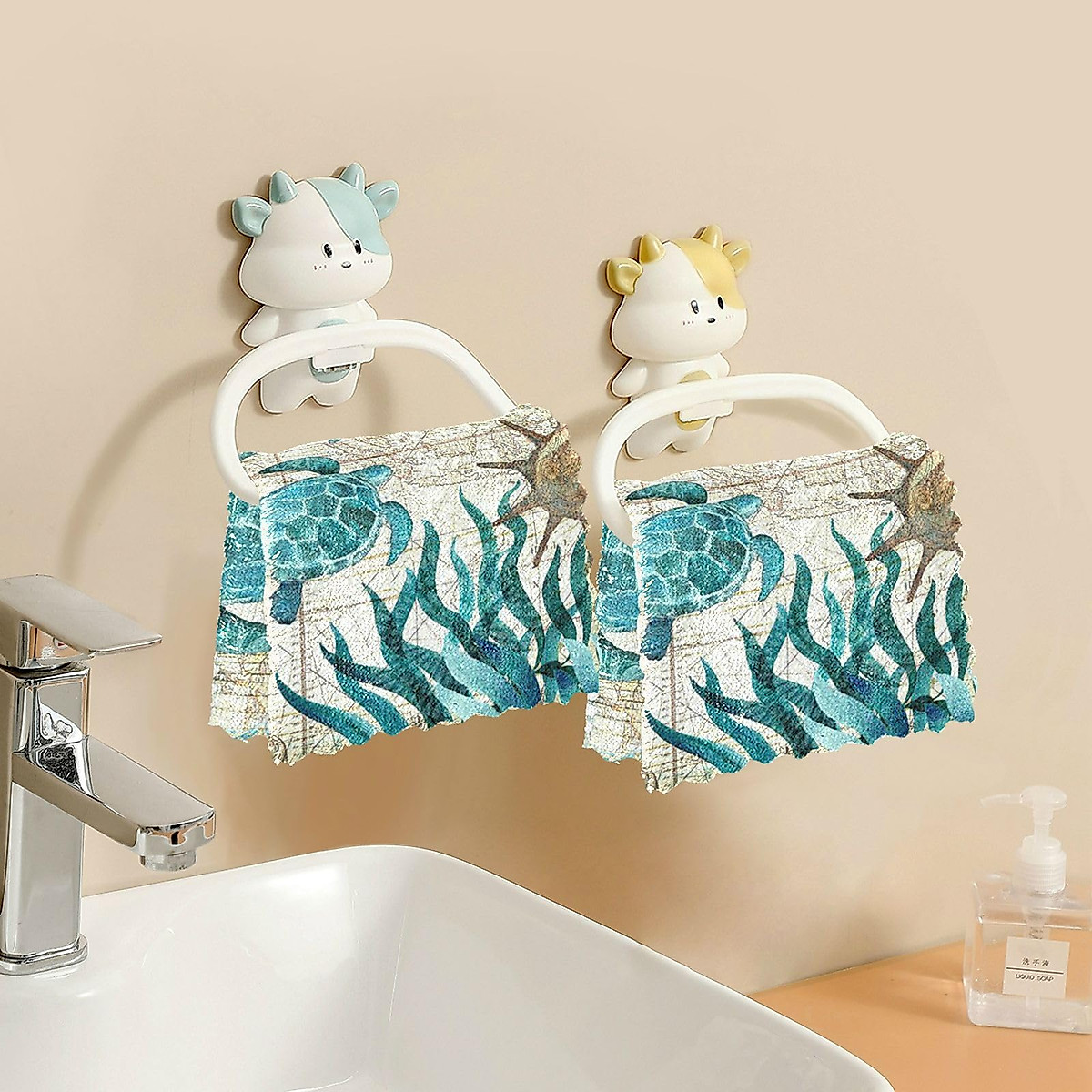 senya Vintage Ocean Sea Turtle Starfish Map Print Dish Cloths 6 Pack Dish Towels Reusable Cleaning Cloths Kitchen Hand Towels