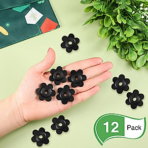 12 Pcs Garden Flag Rubber Stoppers Christmas Yard Flag Stands Black Flower Shape Flag Pole Stopper for Lawn Flags Stands Holder for Indoor and Outdoor Flag Pole Stand
