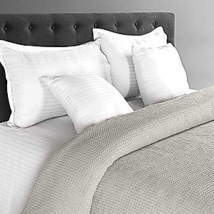 GLAMBURG 100% Cotton Thermal Blanket, Breathable Bed Blanket King Size, Soft Waffle Blanket, King Blanket, All Season Cotton Blanket, Light Grey