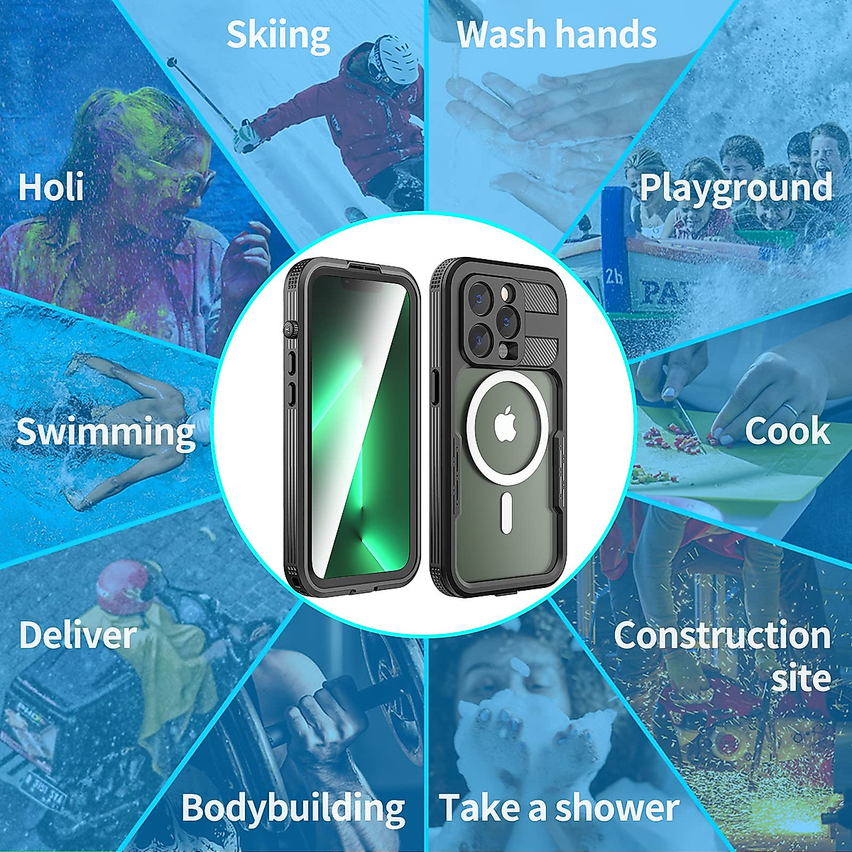 comosso for iPhone 14 Pro Case Waterproof, Built-in Screen Protector Full-Body Rugged Sealed Cover Shockproof Dustproof Waterproof Case for iPhone 14 Pro 6.1 inch (Black+Clear)